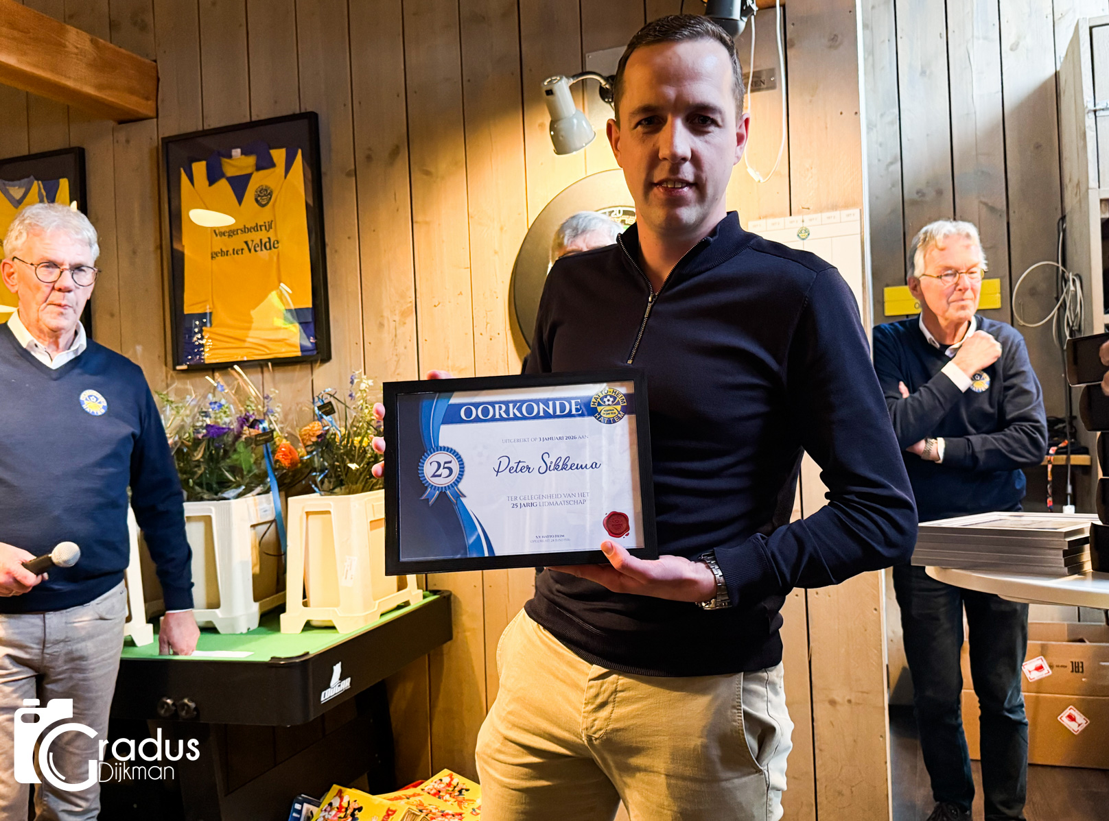 Huldiging jubilarissen bij s.v. Hatto Heim. | sv Hatto Heim